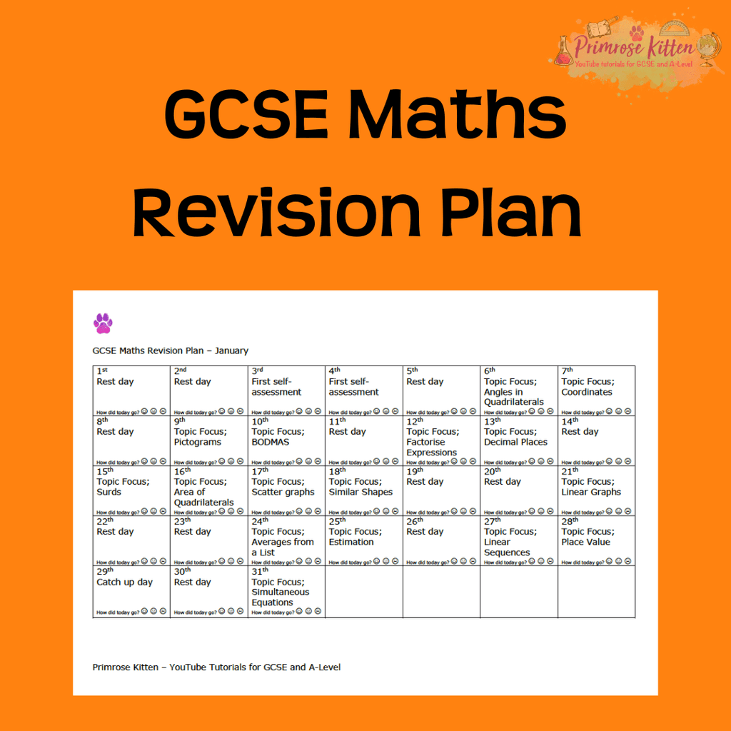 GCSE Maths revision plan | Primrose Kitten